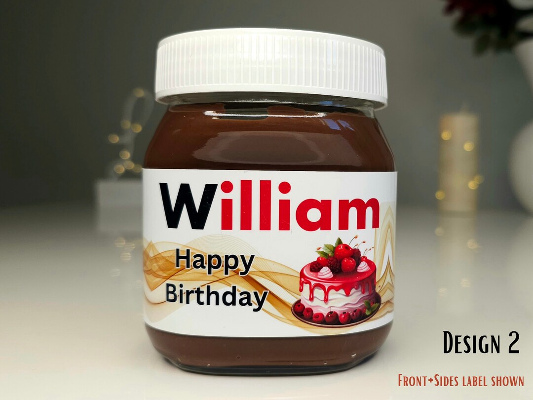 Personalised Nutella Chocolate Spread Label Sticker - Custom Birthday ...