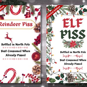 4x Elf Piss Wine Bottle Labels - Hilarious Christmas Novelty Stickers ...