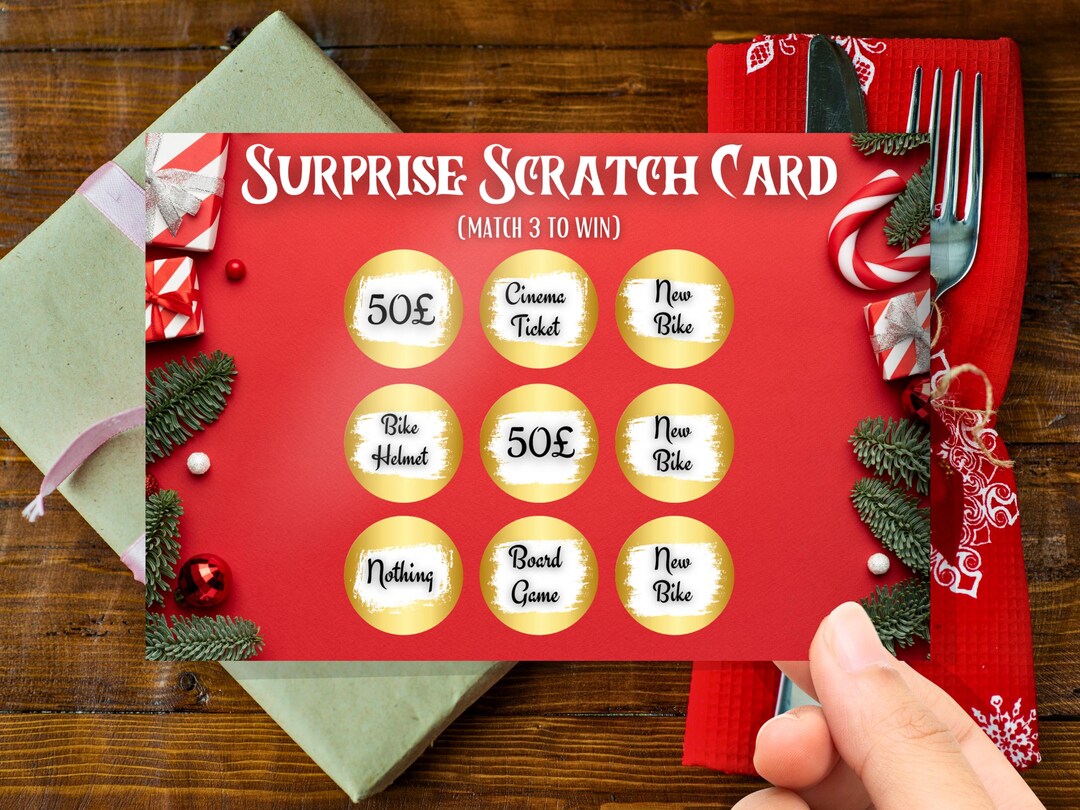 Scratch to Reveal Christmas Gift Scratch Card Personalise All Rewards ...