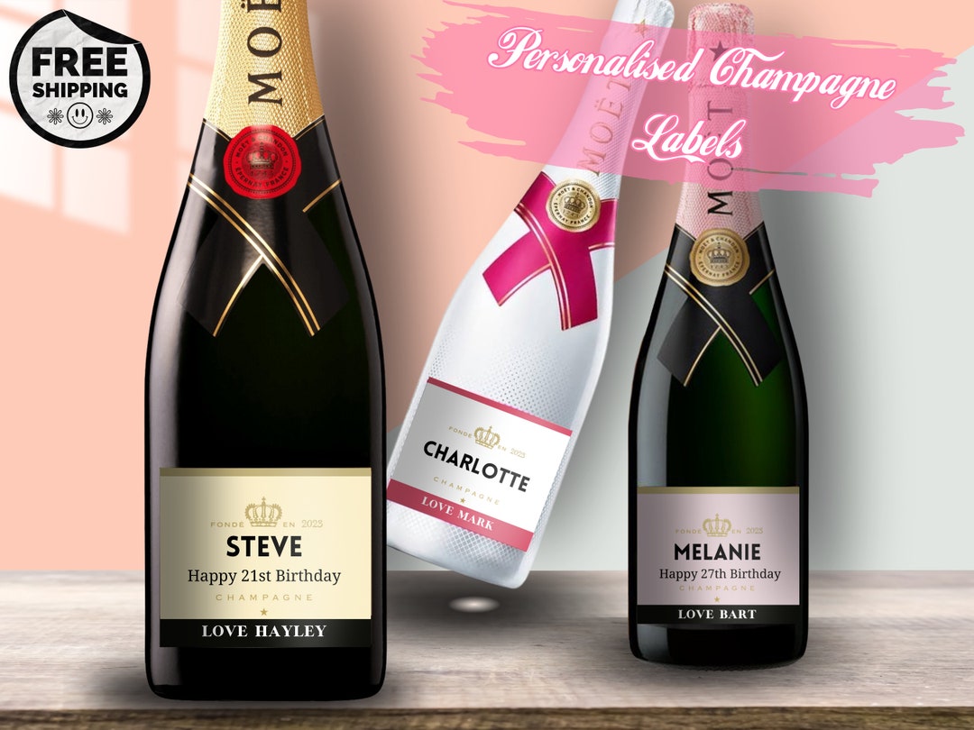 Personalised Prosecco Champagne Moet Wine Label Sticker Custom Birthday ...