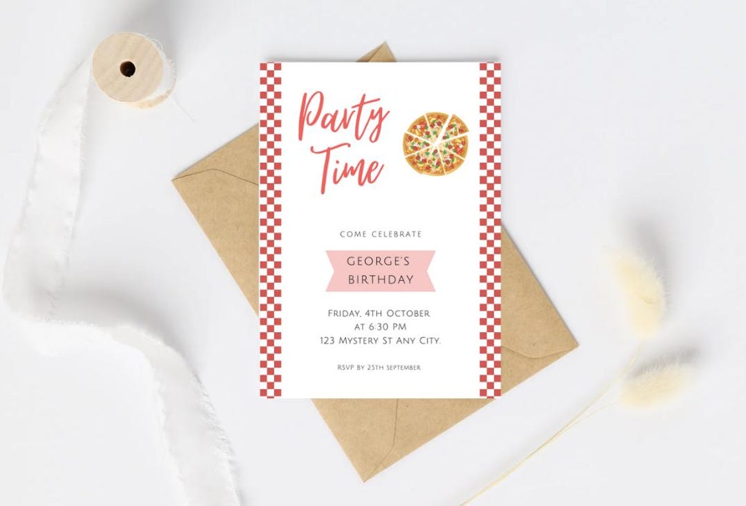 Pizza Party Invitation Template - Etsy