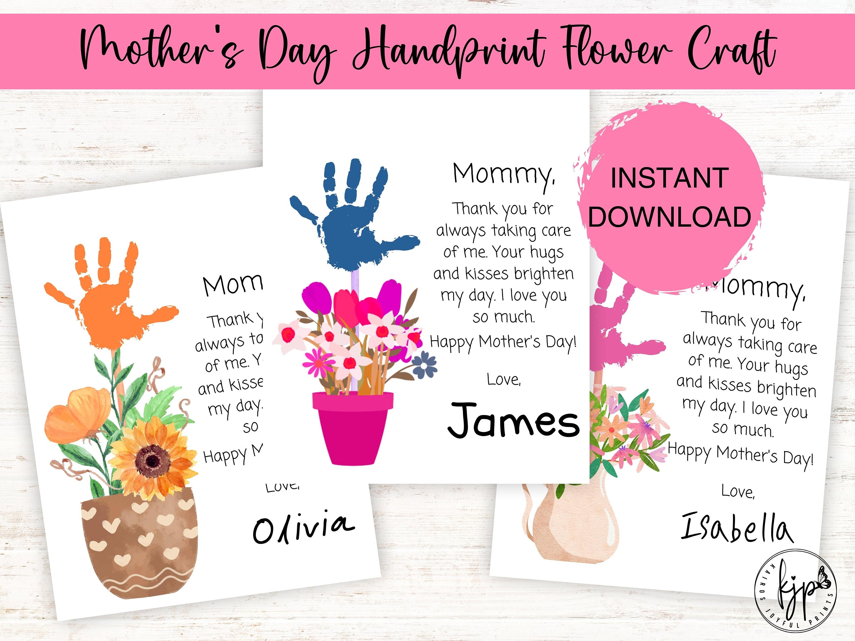 Mother's Day Printable Flower Handprint, Printable Sunday School ...