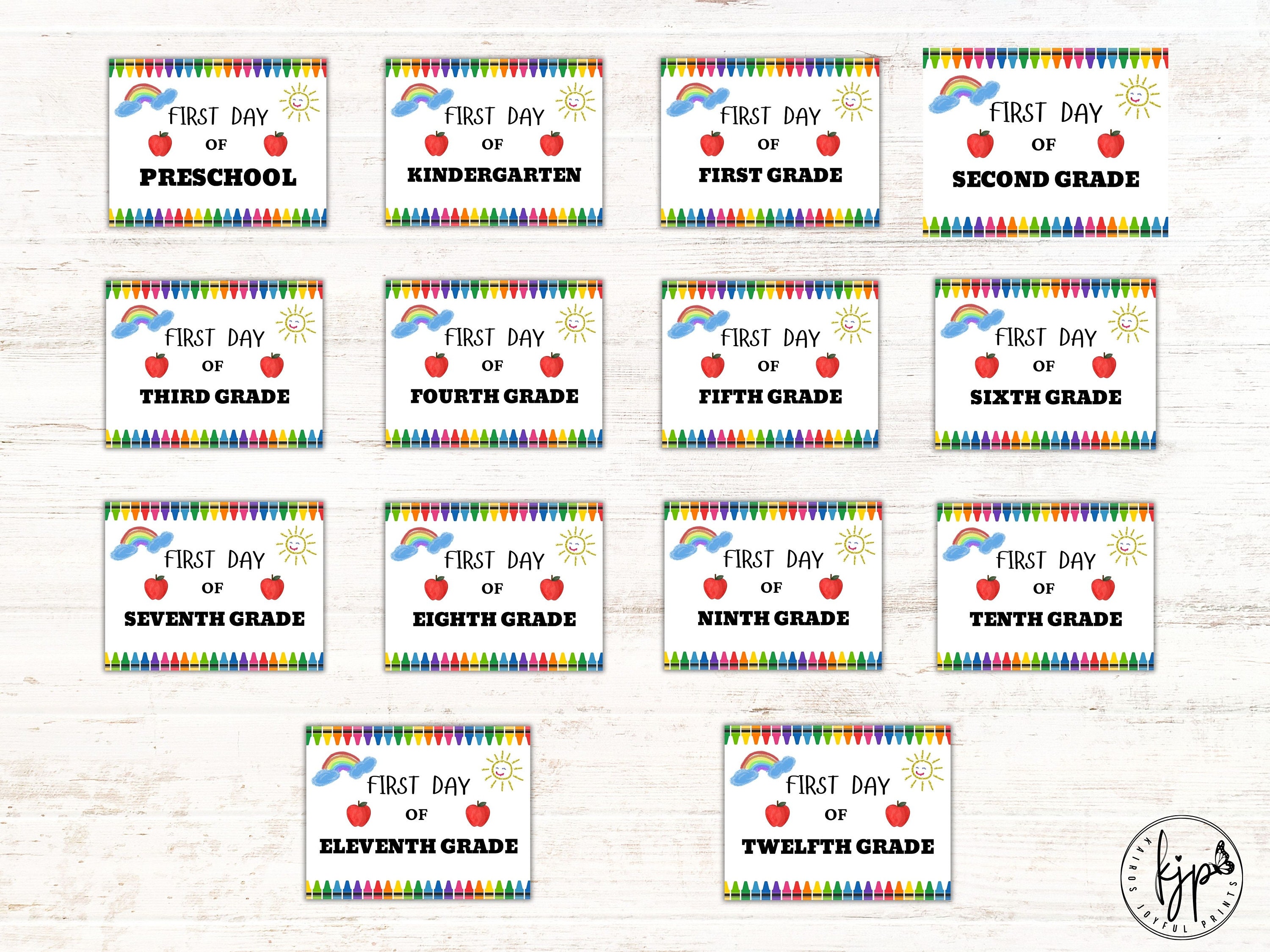 FIRST Day of School Printable Signs, All Grades Printable School Signs ...