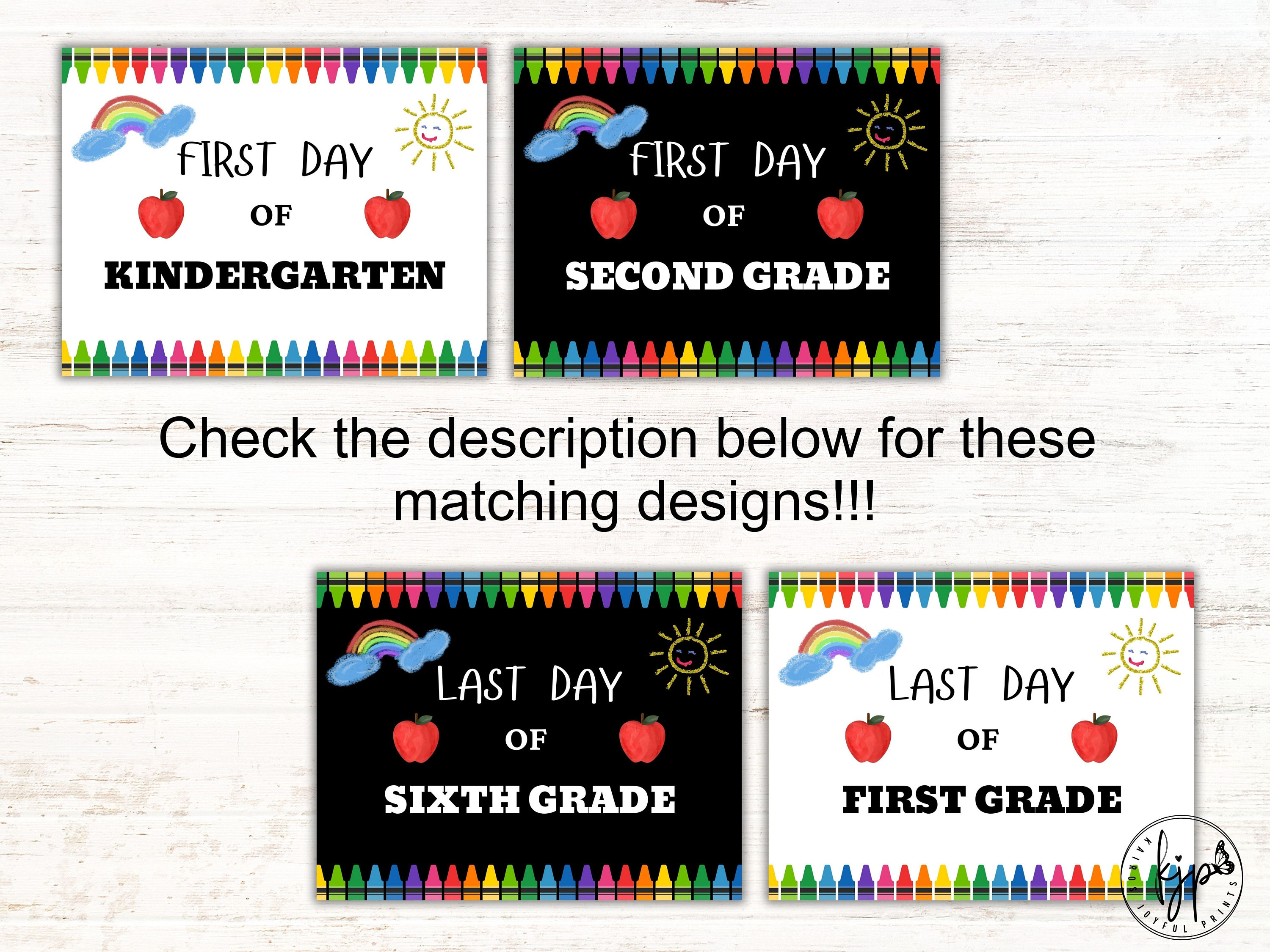 FIRST Day of School Printable Signs, All Grades Printable School Signs ...