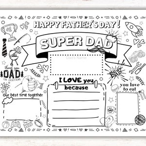Father's Day All About Dad Questionnaire Printable Coloring Craft ...