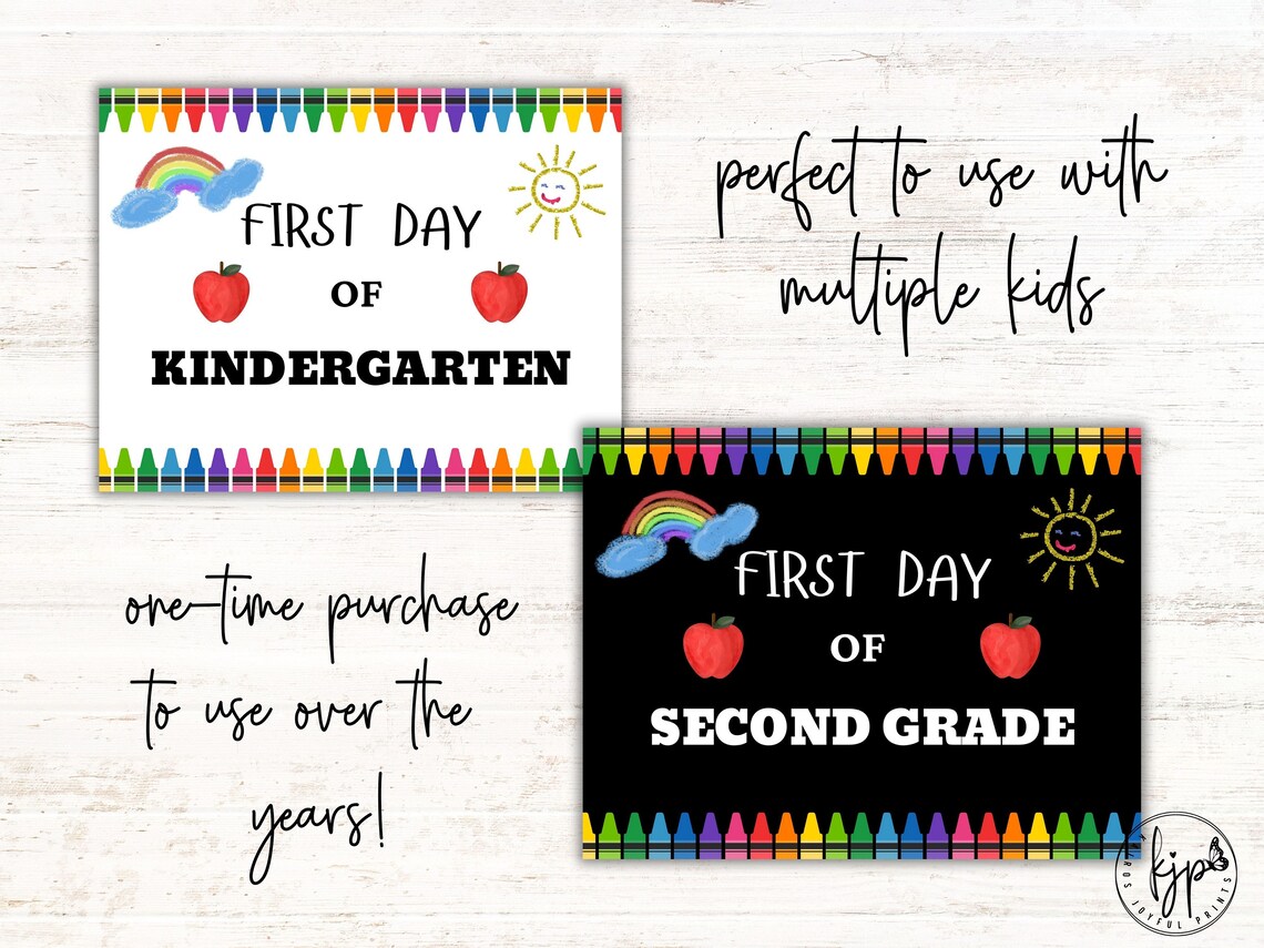 FIRST Day of School Printable Signs, All Grades Printable School Signs ...