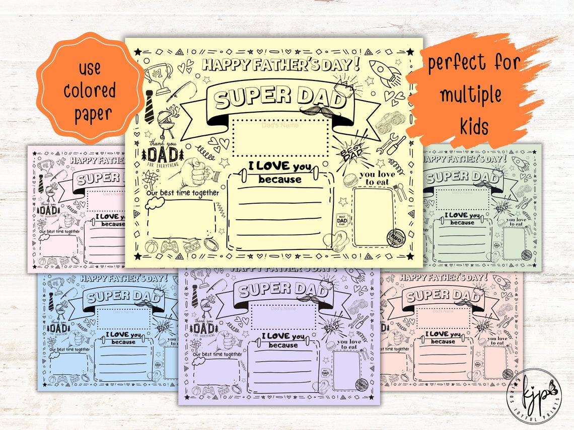 Father's Day All About Dad Questionnaire Printable Coloring Craft ...