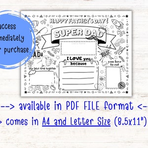 Father's Day All About Dad Questionnaire Printable Coloring Craft ...