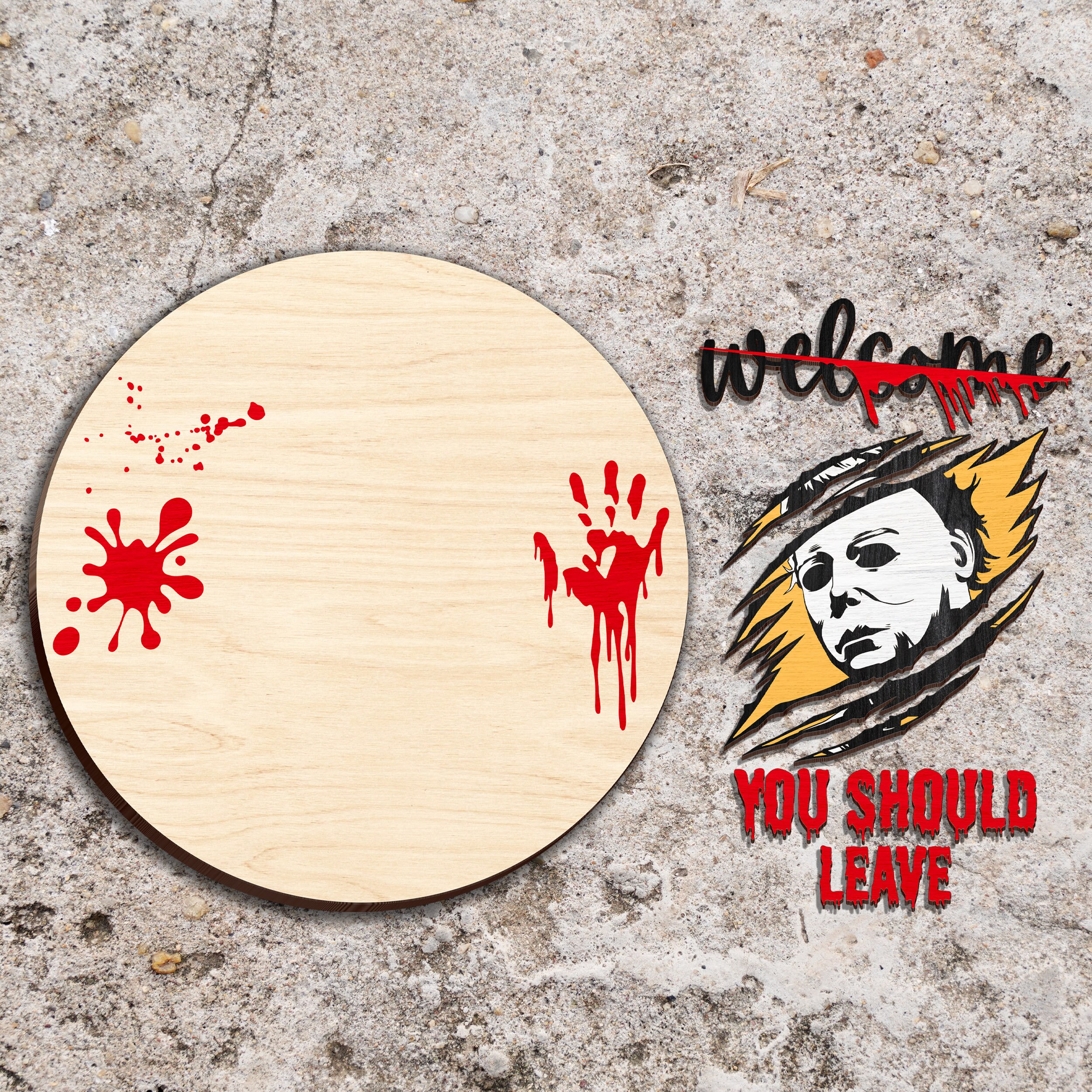 Horror Door Hanger Svg, Scary Front Svg,horror Characters Welcome Sign ...