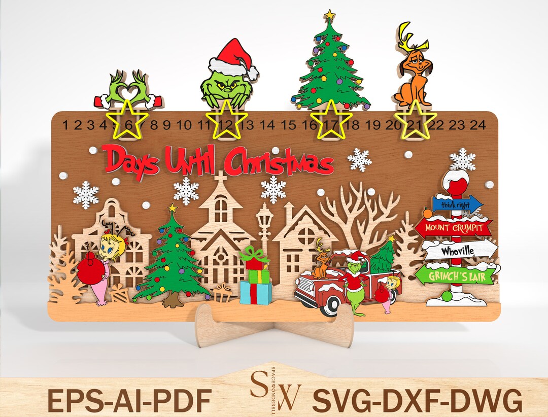 Christmas Countdown Standing Laser Cut File Svg,day Until Christmas Svg ...