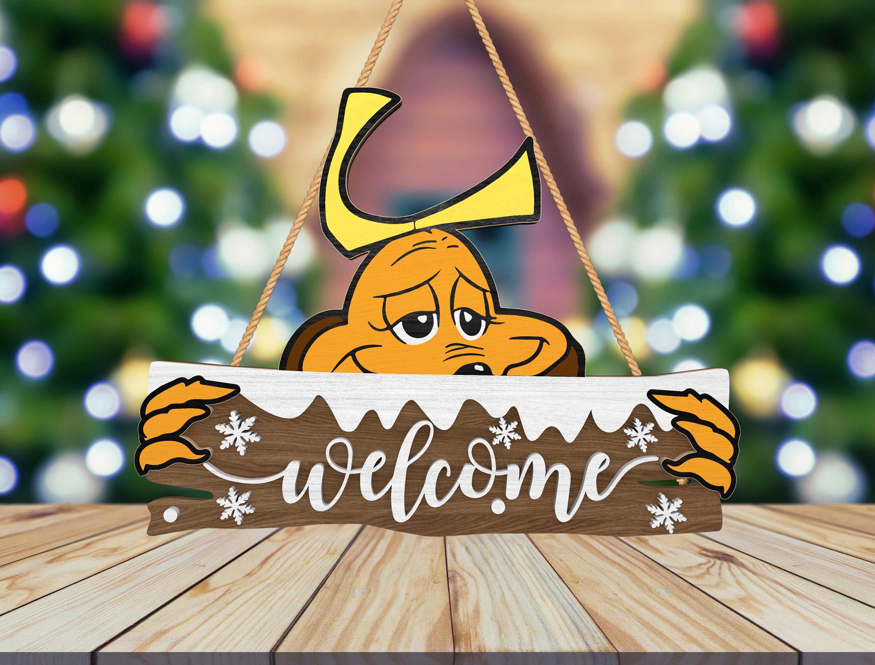 Movies Christmas Door Sign Cut File Svg, Grinchmas Welcome Sign Svg ...
