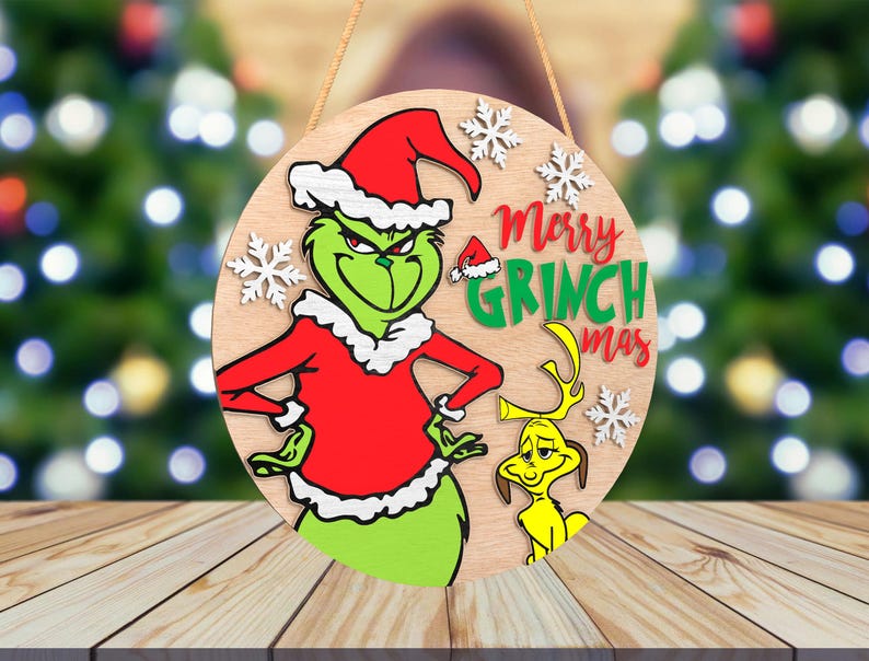 Christmas Movies Door Sign Cut File Svg,merry Grinchmas Door Hanger Svg ...