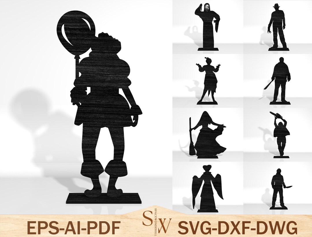 Horror Characters Standing Decor Laser Cut Svg, Horror Sign Laser Cut ...