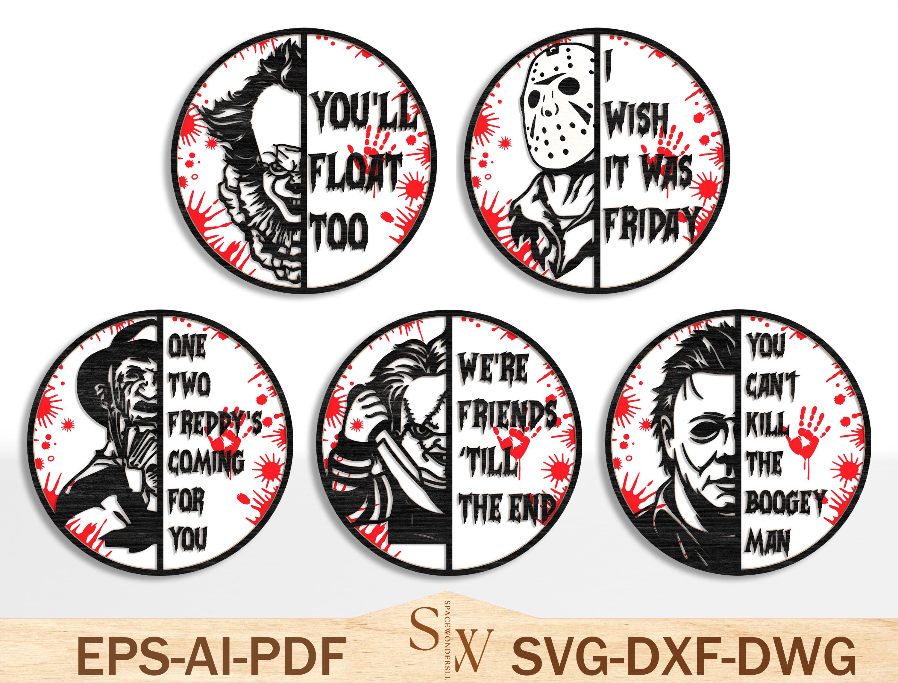 Horror Characters Door Sign Bundle Svg, Halloween Door Hanger Svg ...