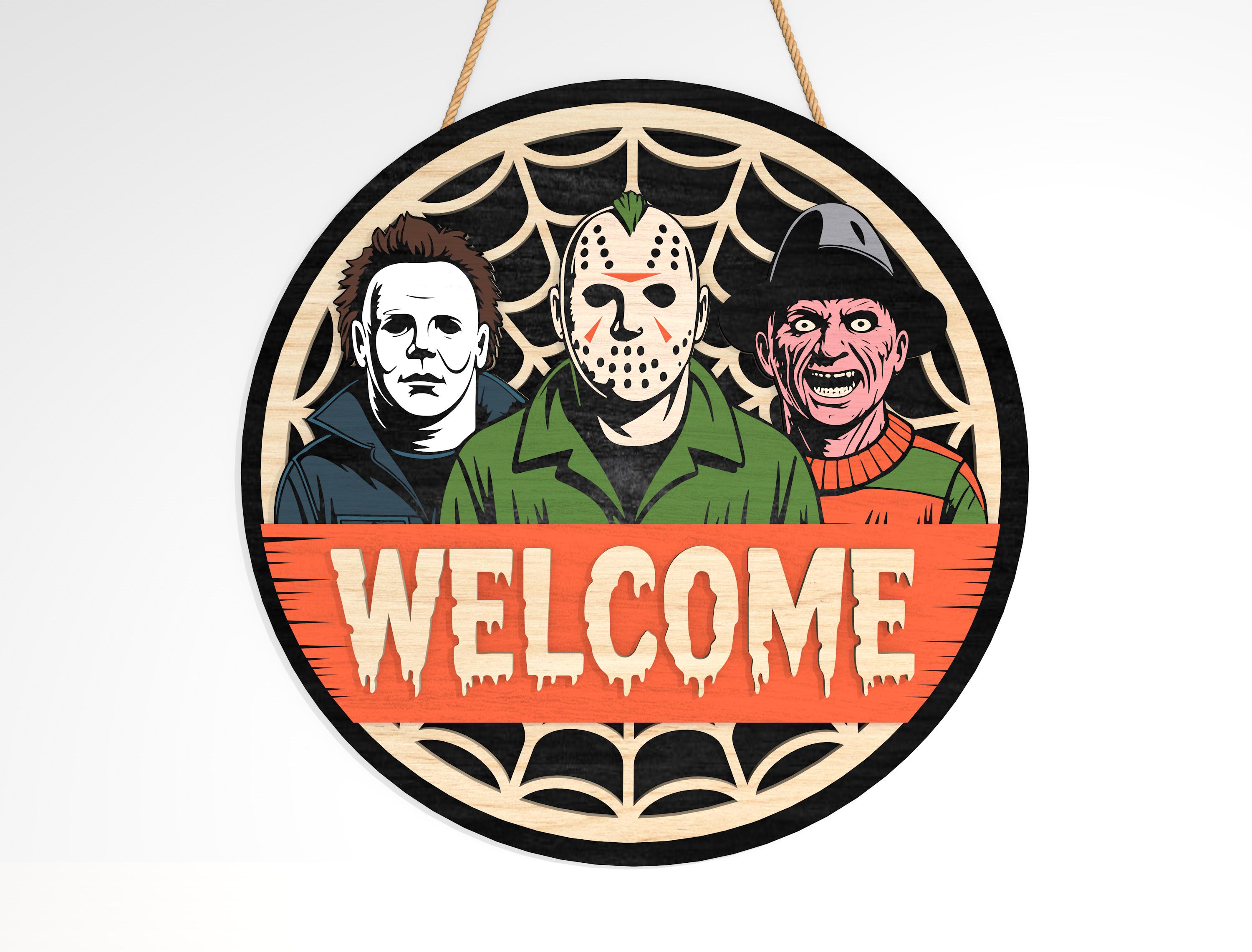 Horror Welcome Sign SVG Bundle, Scary Characters Laser Cut File Set ...
