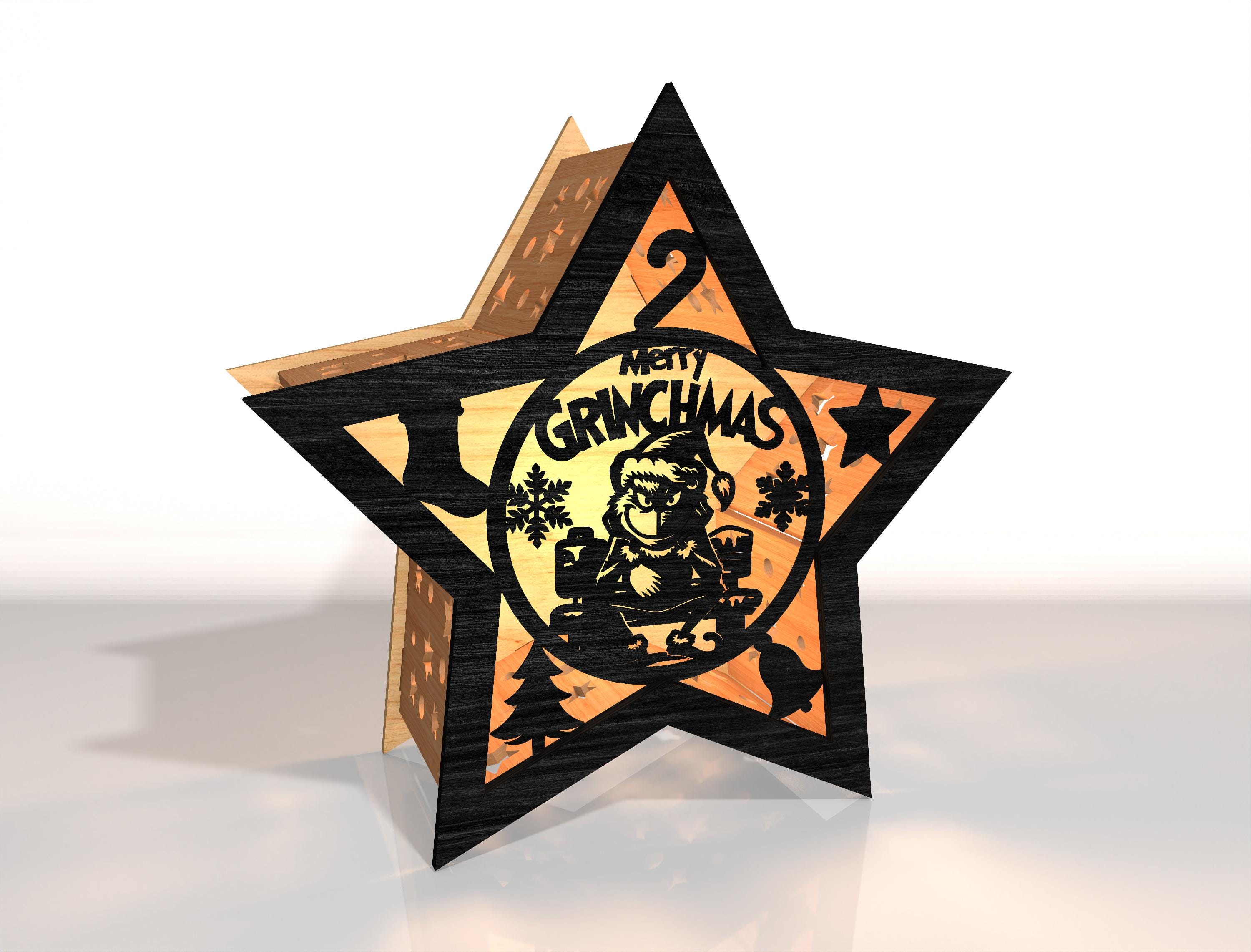 Christmas Star Lantern SVG , Green Christmas Character Light Box ...