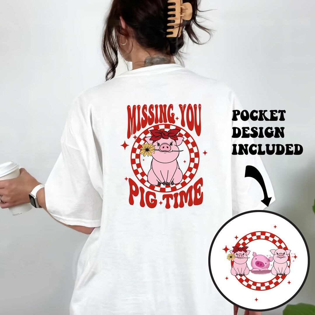 Retro Missing You Pig Time PNG, Valentine Pig Png, Valentine Checkered ...