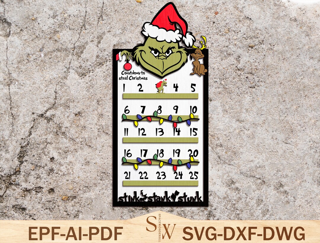 Christmas Countdown Calendar Laser Cut File Svg ,day Until Christmas ...