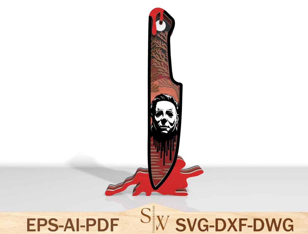Multilayer Horror Laser Cut File Svg, Horror Knife Layer Wood Sign ...