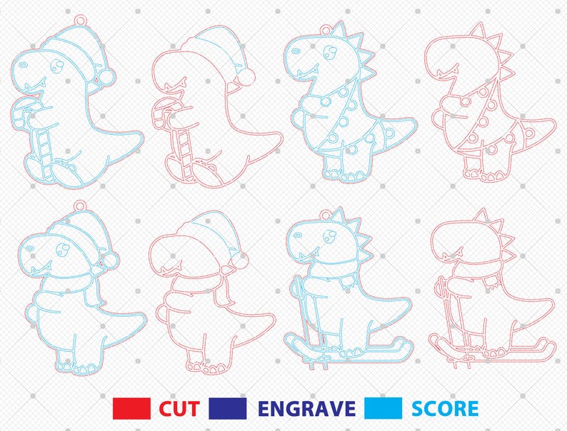 Personalized Dinosaur Christmas Ornament SVG, Cute Santa Hat Dino Xmas ...