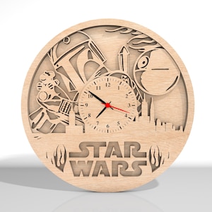 3D Multilayer Star Wars Clock Home Decor Lasercut Svg, Handmade Clock Holiday Decor, Starwars ...