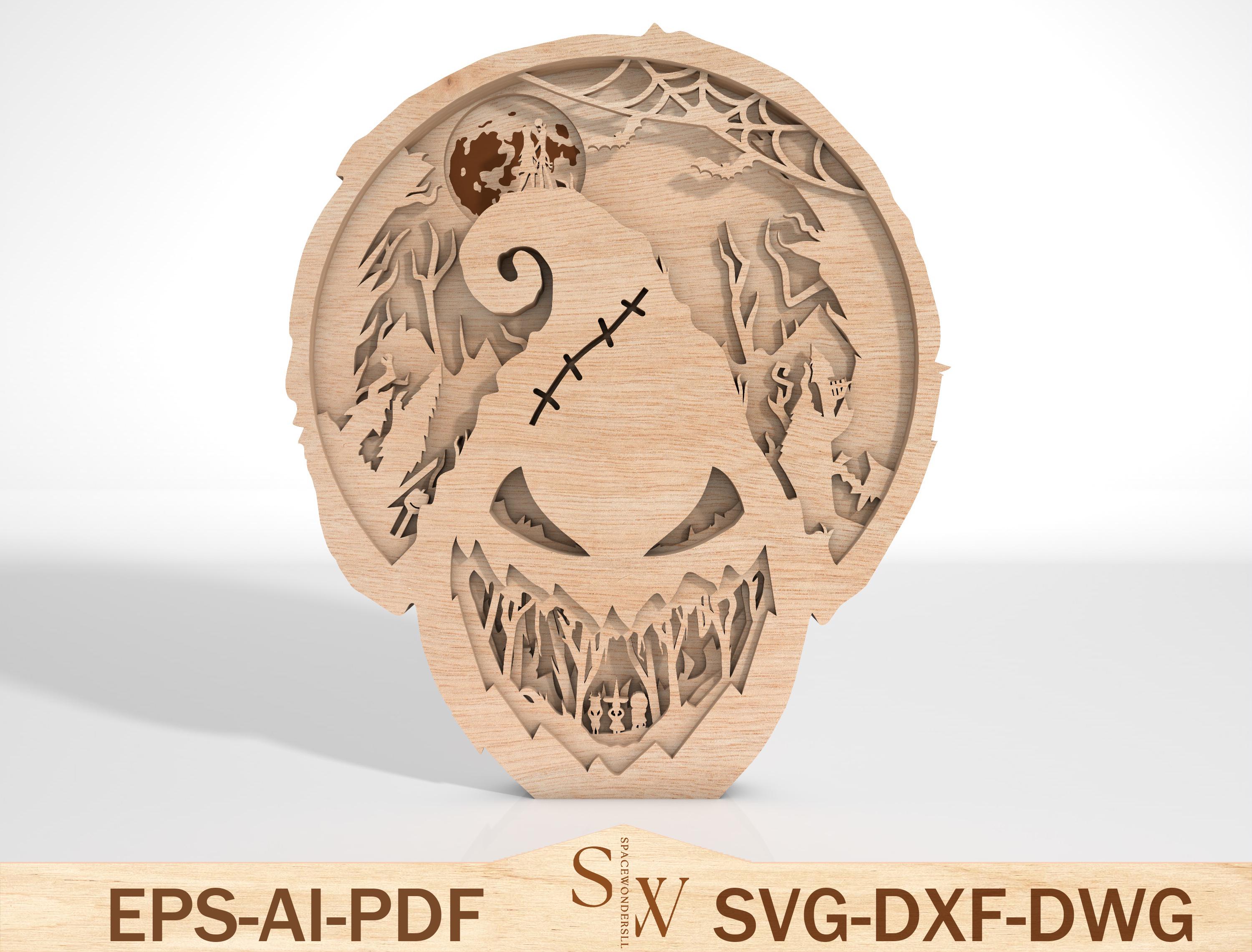 Multilayer Halloween Skeleton Scene Svg, Haunted House Svg, Nightmare ...