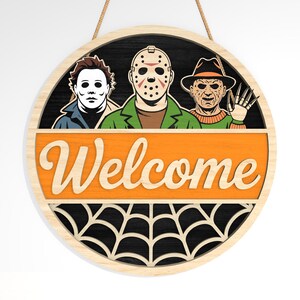 Horror Welcome Sign SVG Bundle, Scary Characters Laser Cut File Set ...