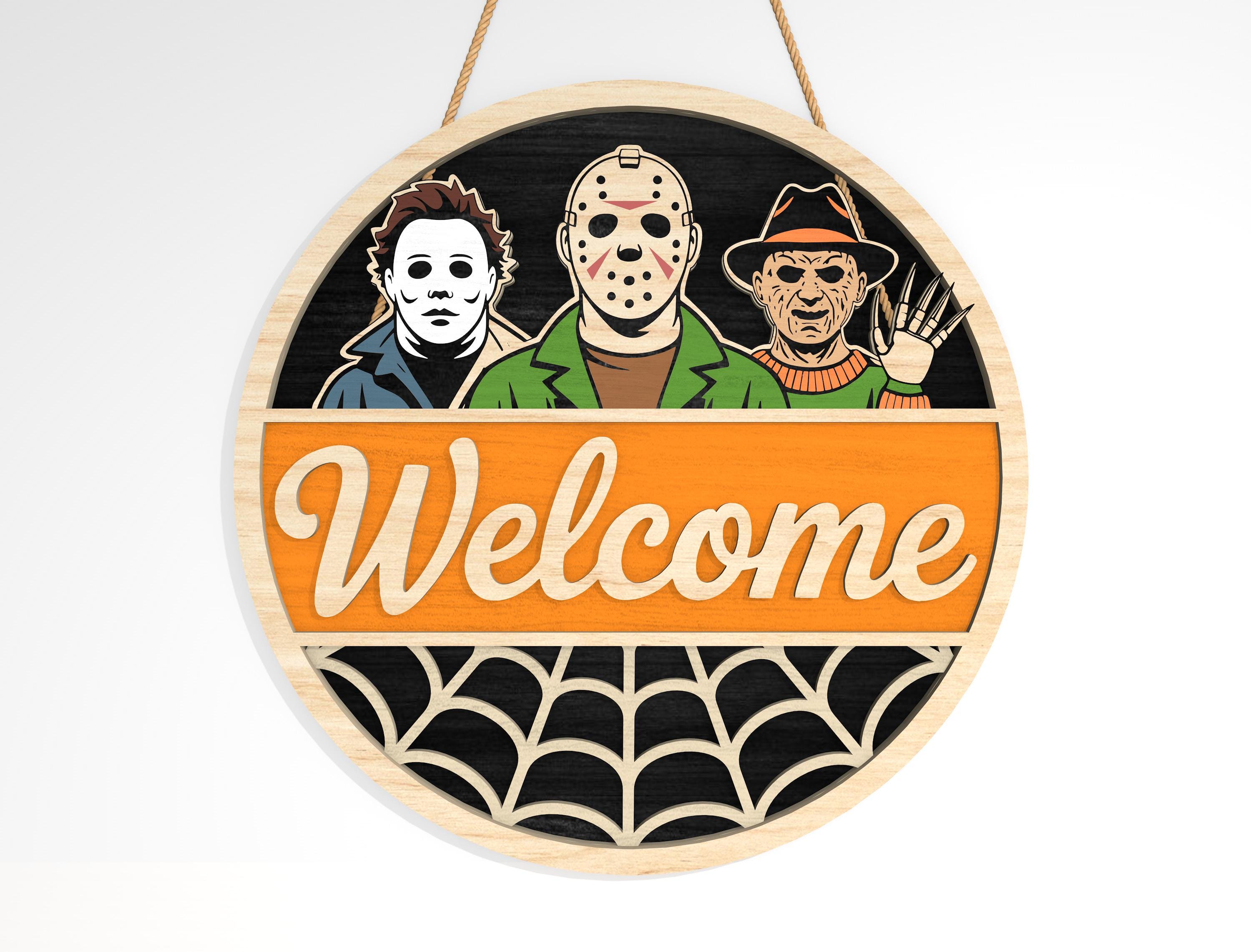 Horror Welcome Sign SVG Bundle, Scary Characters Laser Cut File Set ...