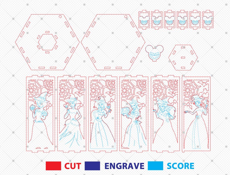 Halloween Princess Lantern SVG , 3D Glow Box Laser Cut Files ,cute ...