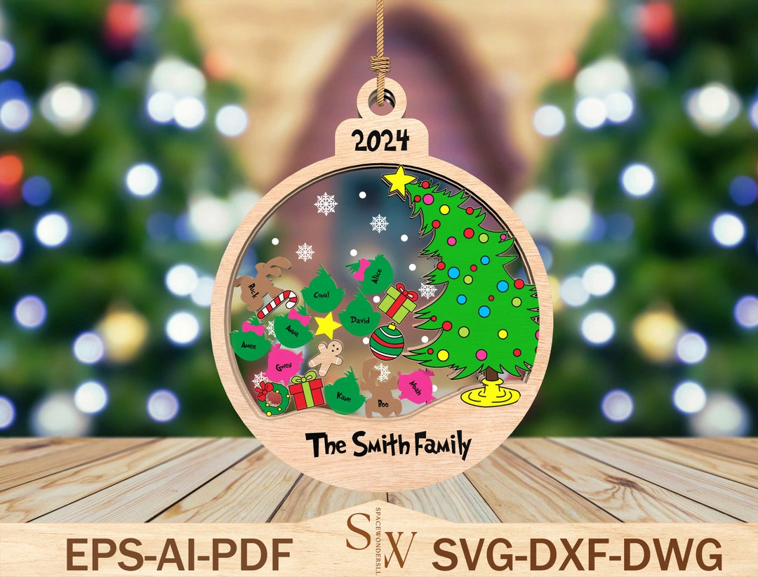 Personalized Grinchmas Ornament Cut File Svg,christmas Tree Ornament ...