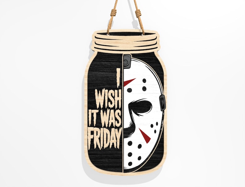 Horror Mason Jar Sign SVG, Scary Wooden Ornament Laser Cut File, Spooky ...