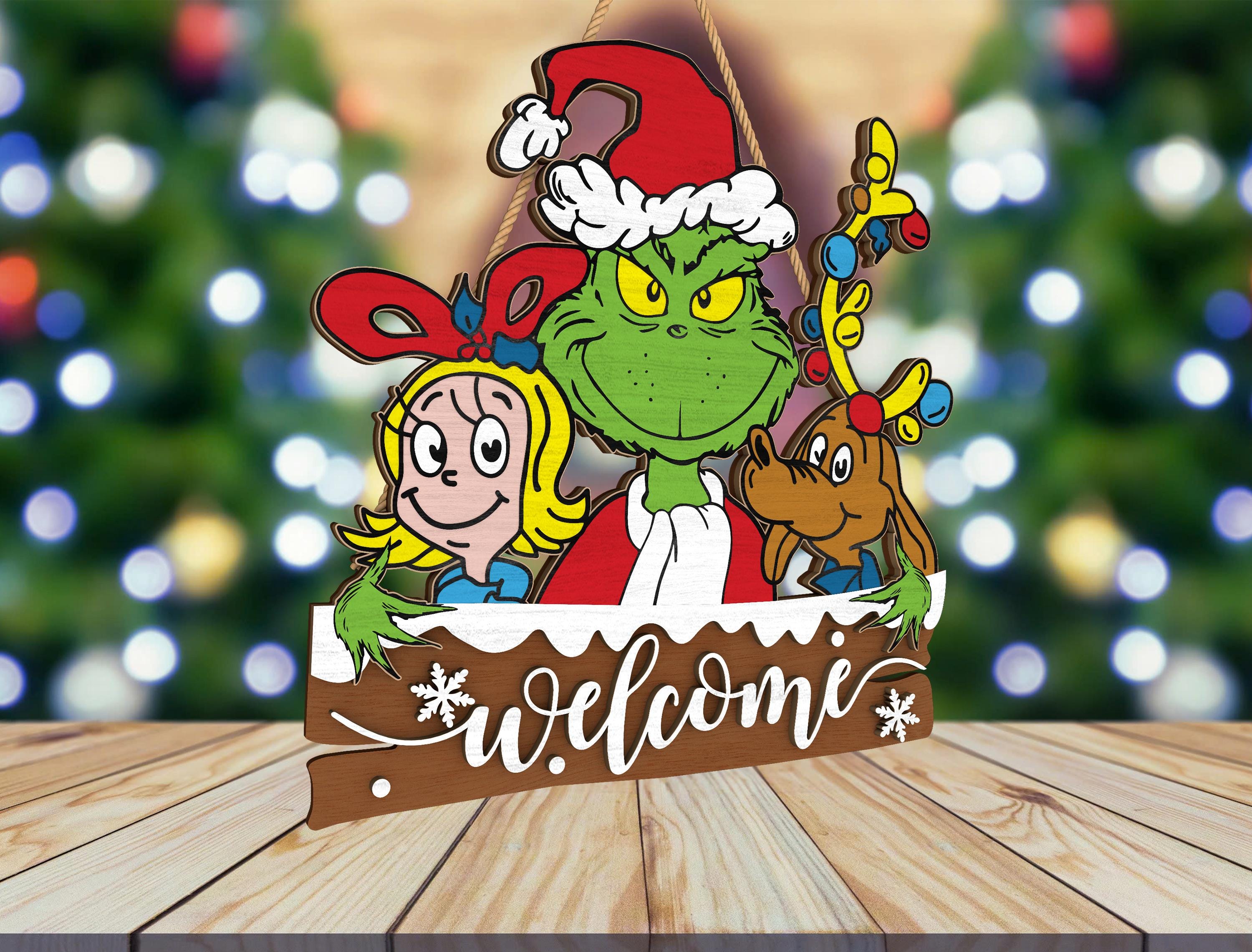 Welcome Grinches Svg, Christmas Sign Door Svg, Xmas Door Hanger Svg ...