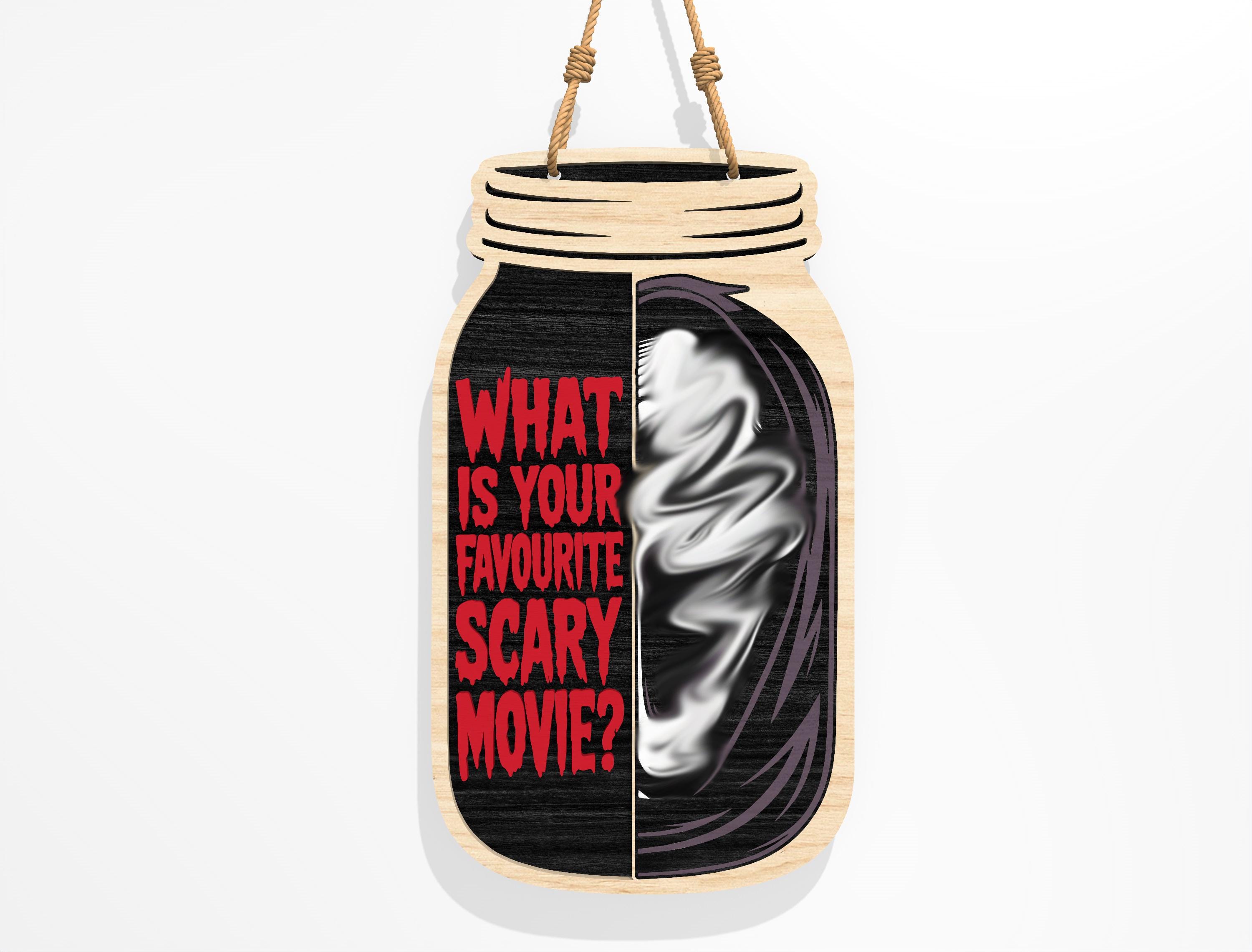 Horror Mason Jar Sign SVG, Scary Wooden Ornament Laser Cut File, Spooky ...