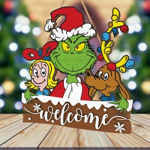 Welcome Grinches Svg, Christmas Sign Door Svg, Xmas Door Hanger Svg ...
