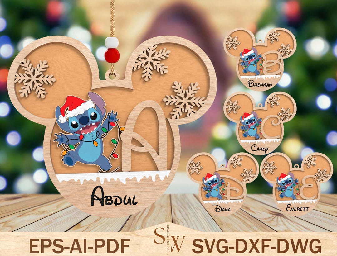 Personalized Merry Stitchmas Alphabet Ornament Svg, Customize Name ...