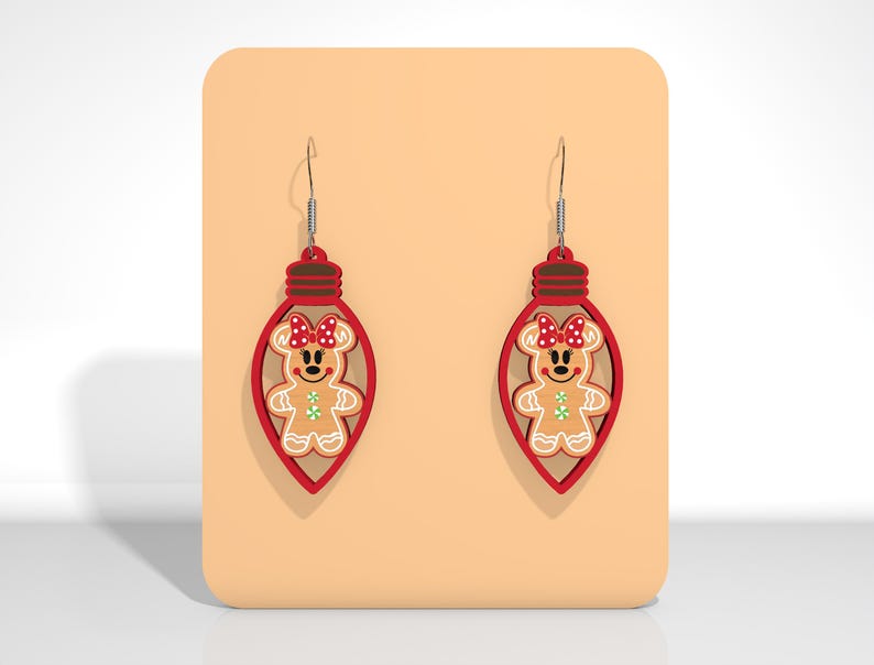 Christmas Light Bulb Laser Cut File Svg, Gingerbread Character Earring ...