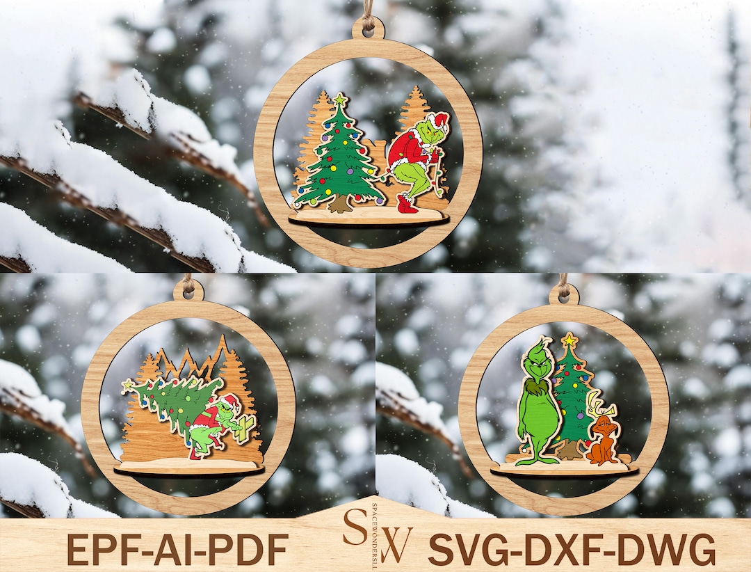 Christmas Ornament Laser Cut File Svg, Cartoon Christmas Ornament Svg ...