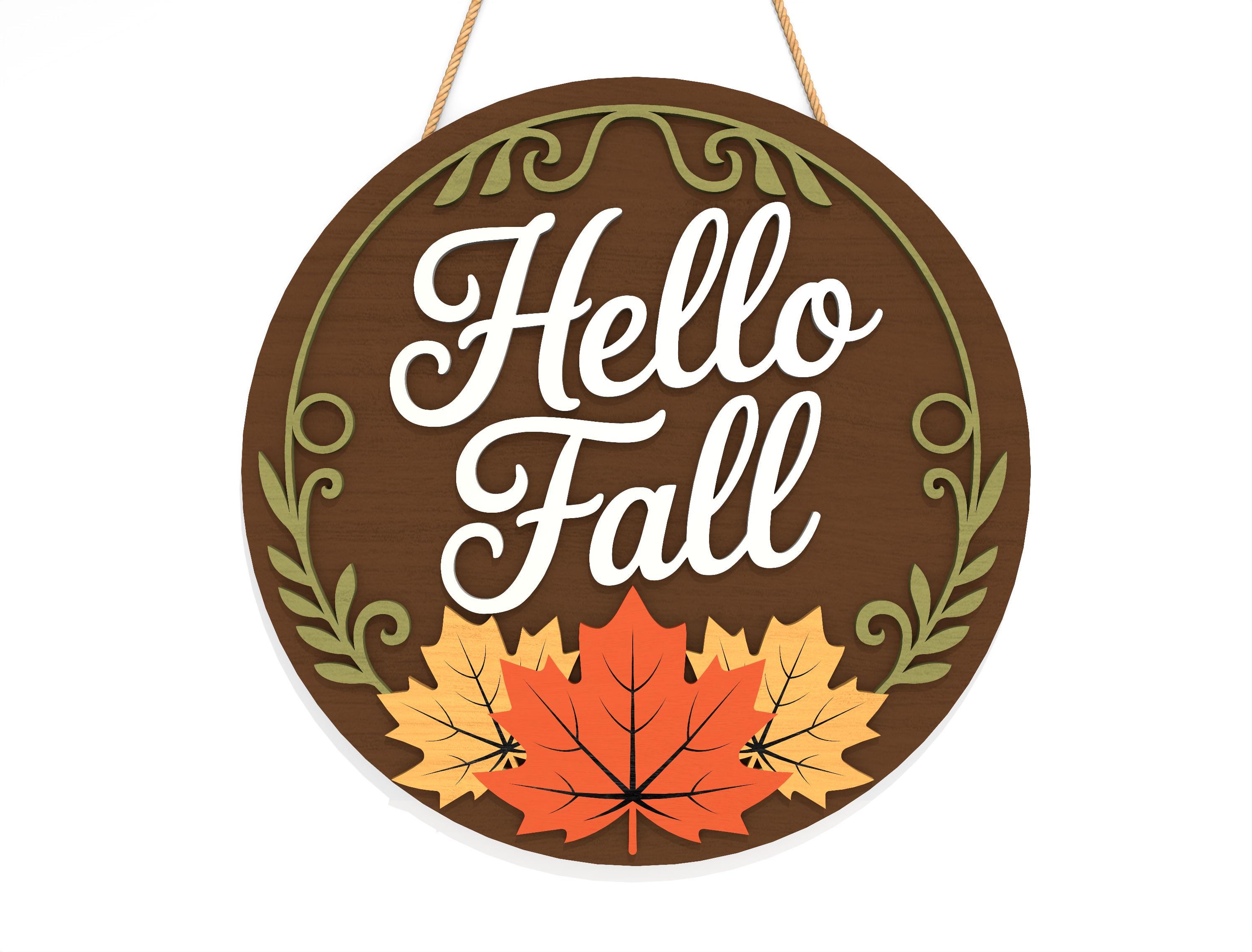 Fall Welcome Door Sign SVG Bundle, Layered Laser Cut Files, Glowforge ...