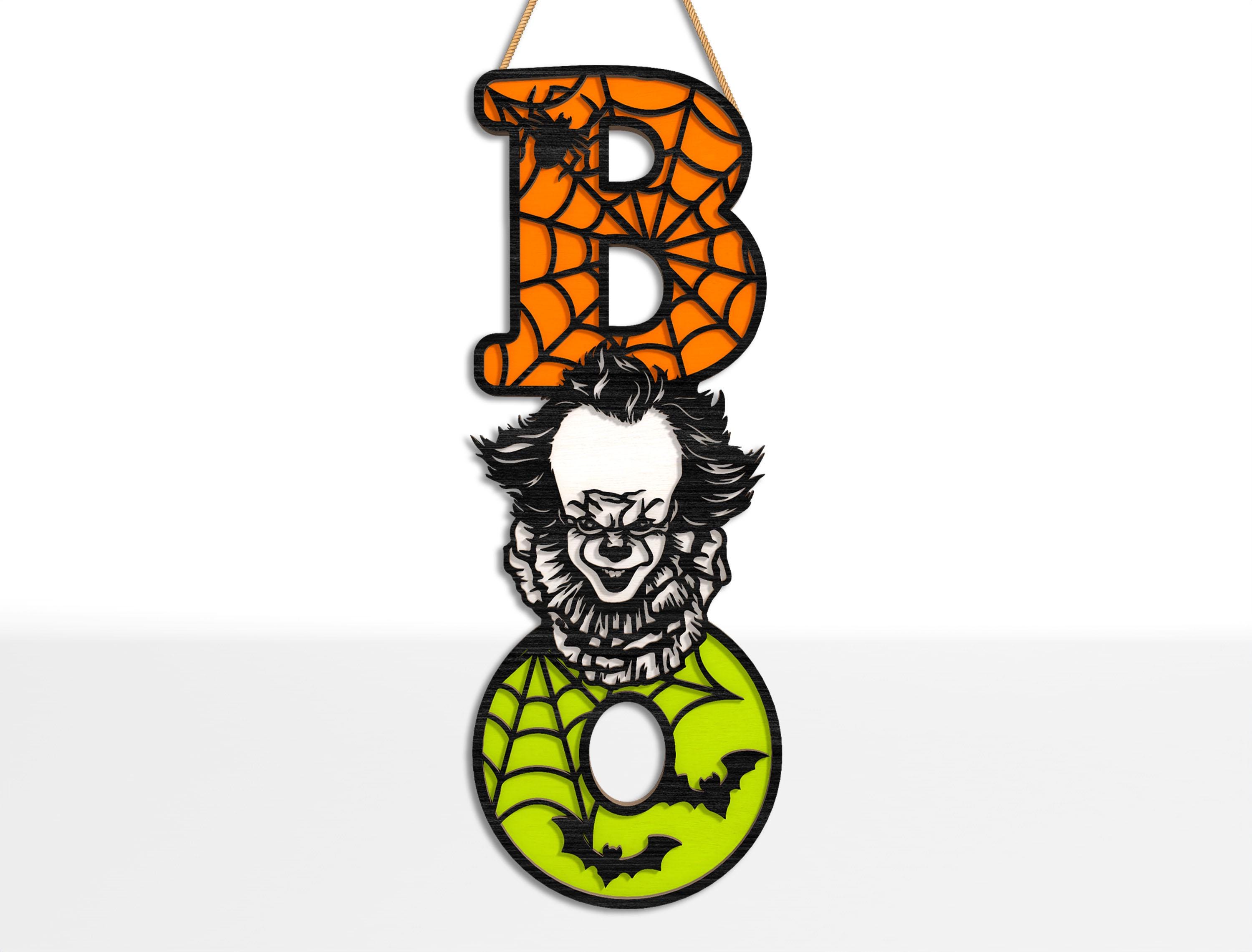 Boo Horror Characters Door Sign Bundle Svg, Halloween Door Hanger Svg ...