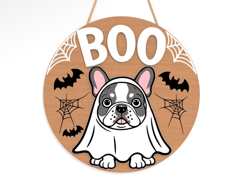 Halloween Dog Ghost Sign SVG Bundle, Cute Puppy Boo Door Hanger Laser ...