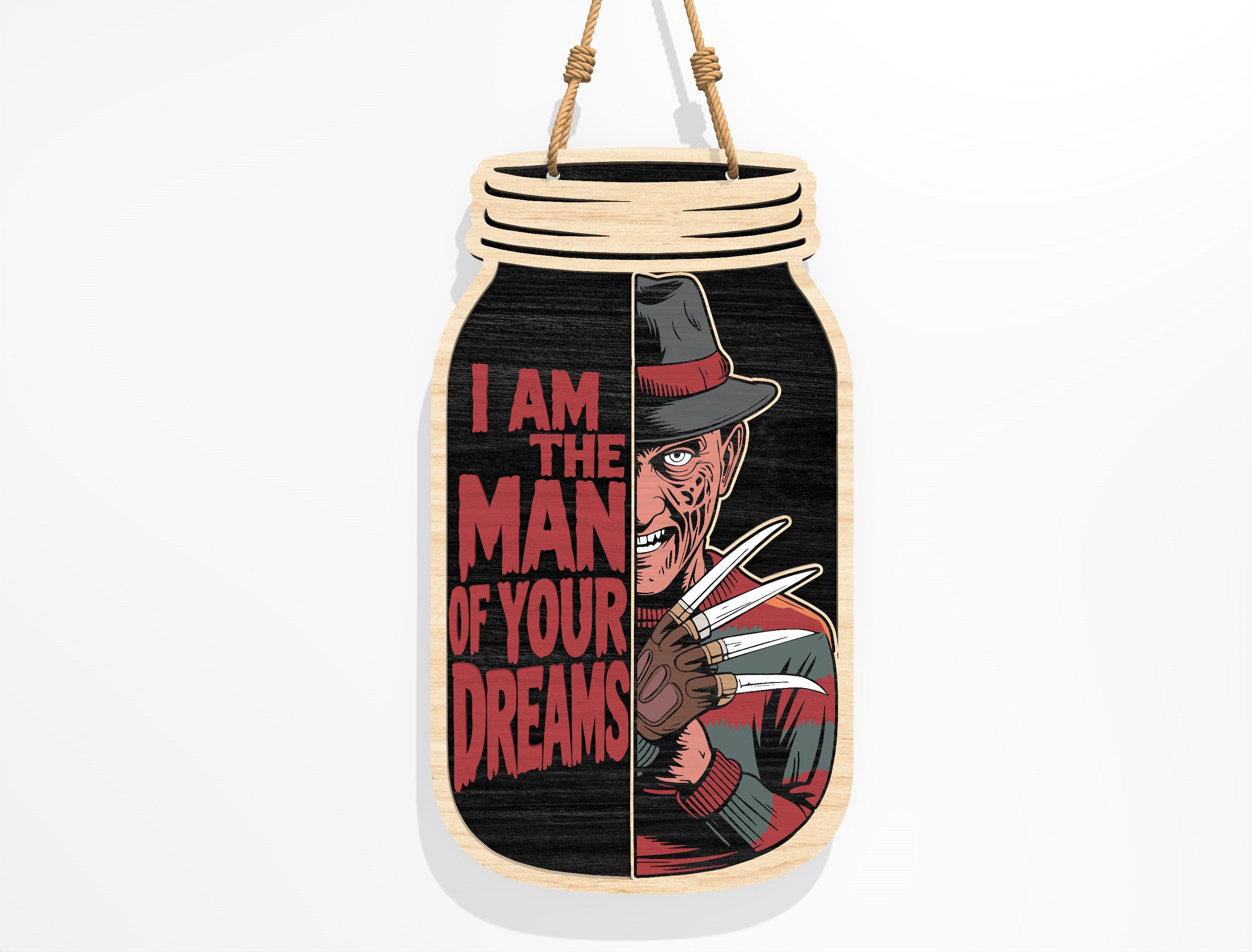 Horror Mason Jar Sign SVG, Scary Wooden Ornament Laser Cut File, Spooky ...