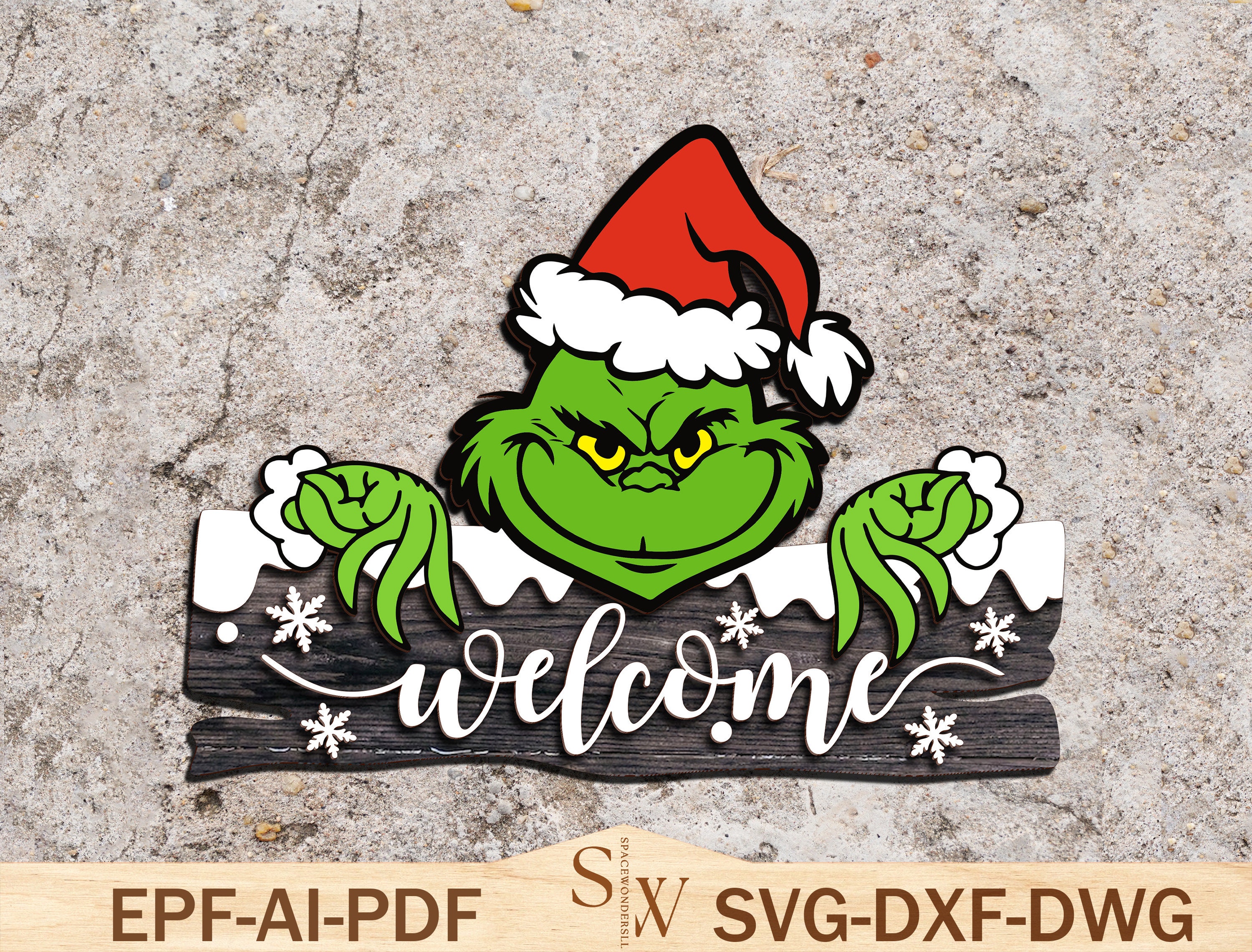 Merry Grinchmas Welcome Sign Cut File Svg, Christmas Door Hanger Svg ...