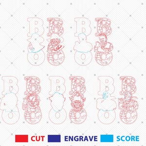 Boo Horror Characters Door Sign Bundle Svg, Halloween Door Hanger Svg ...