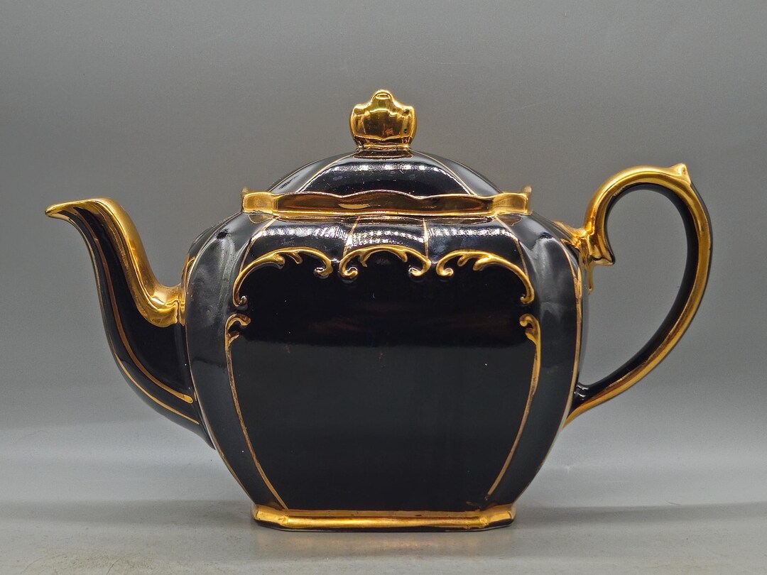 Vintage James Sadler & Sons England Cube Shape Black Ceramic Teapot ...