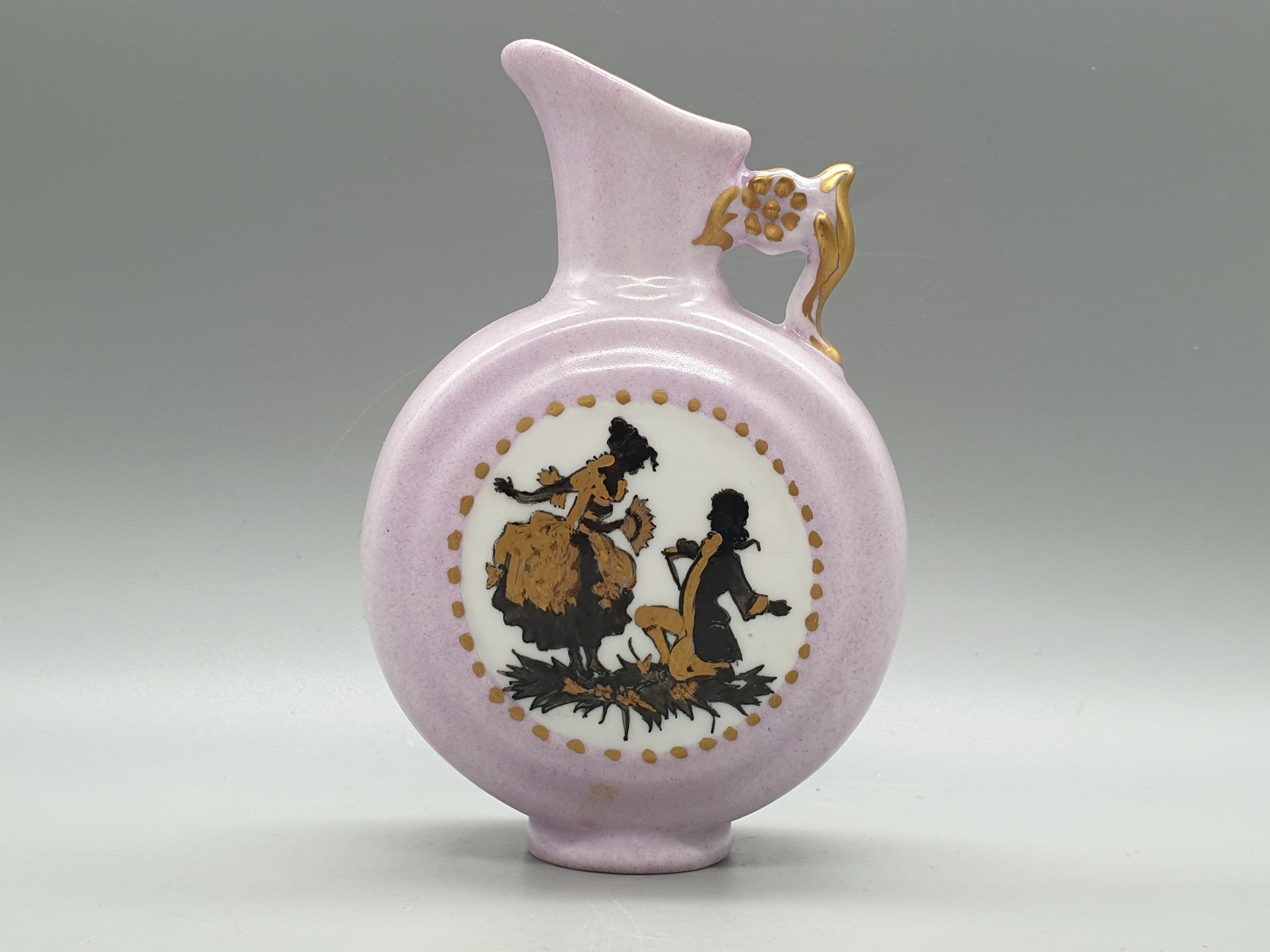 1976 Porcelain Vase, Signed "mp." With Hand-painted Motif & Gold ...