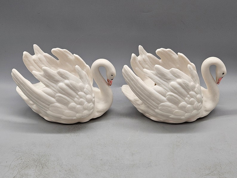 Pair of 1960s Goebel / Hummel Germany Biscuit Porcelain Swan Figurines ...
