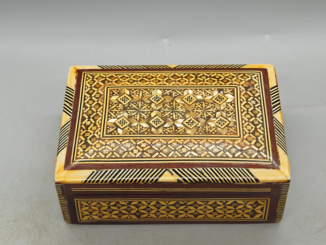 Vintage Middle Eastern Wood Jewelry Box With Mother of Pearl Inlay - Etsy