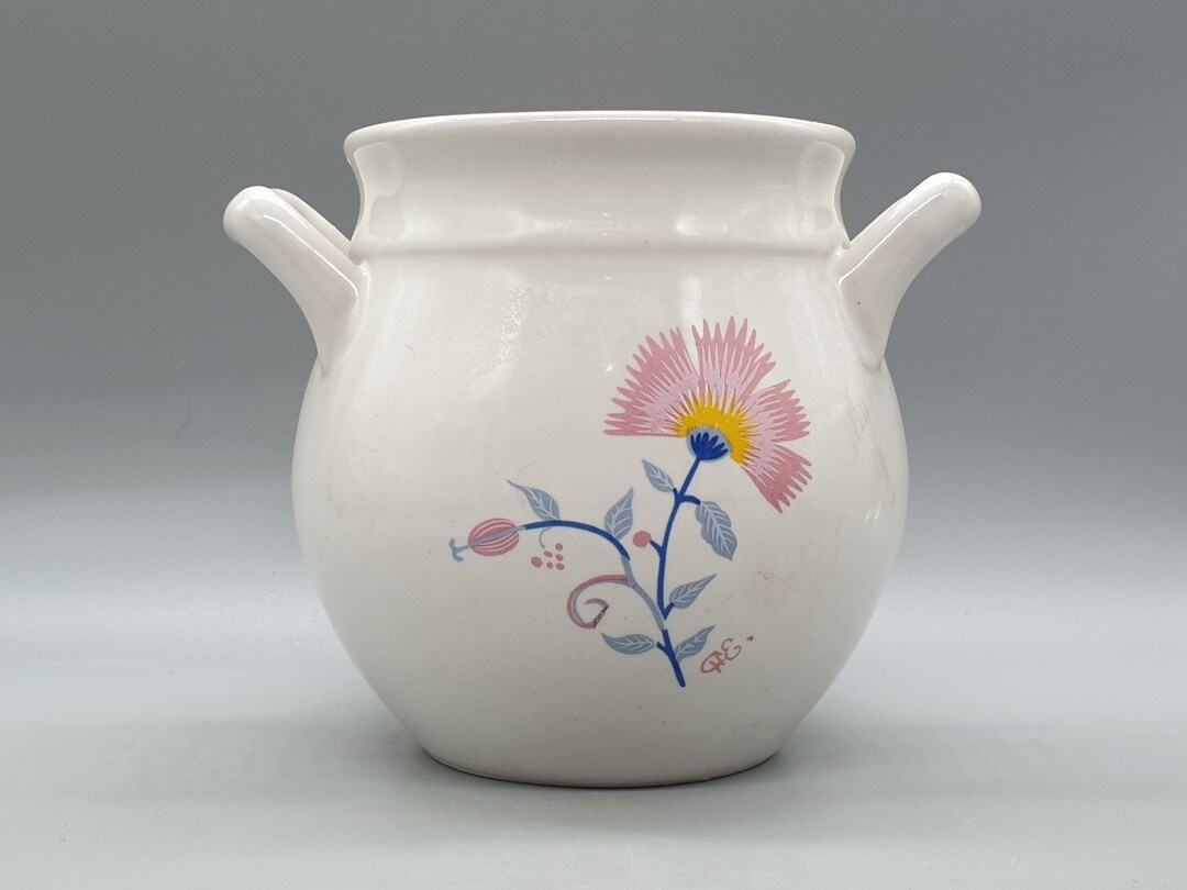 Vintage Swedish Earthenware Vase With Floral Decorations | Vintage ...