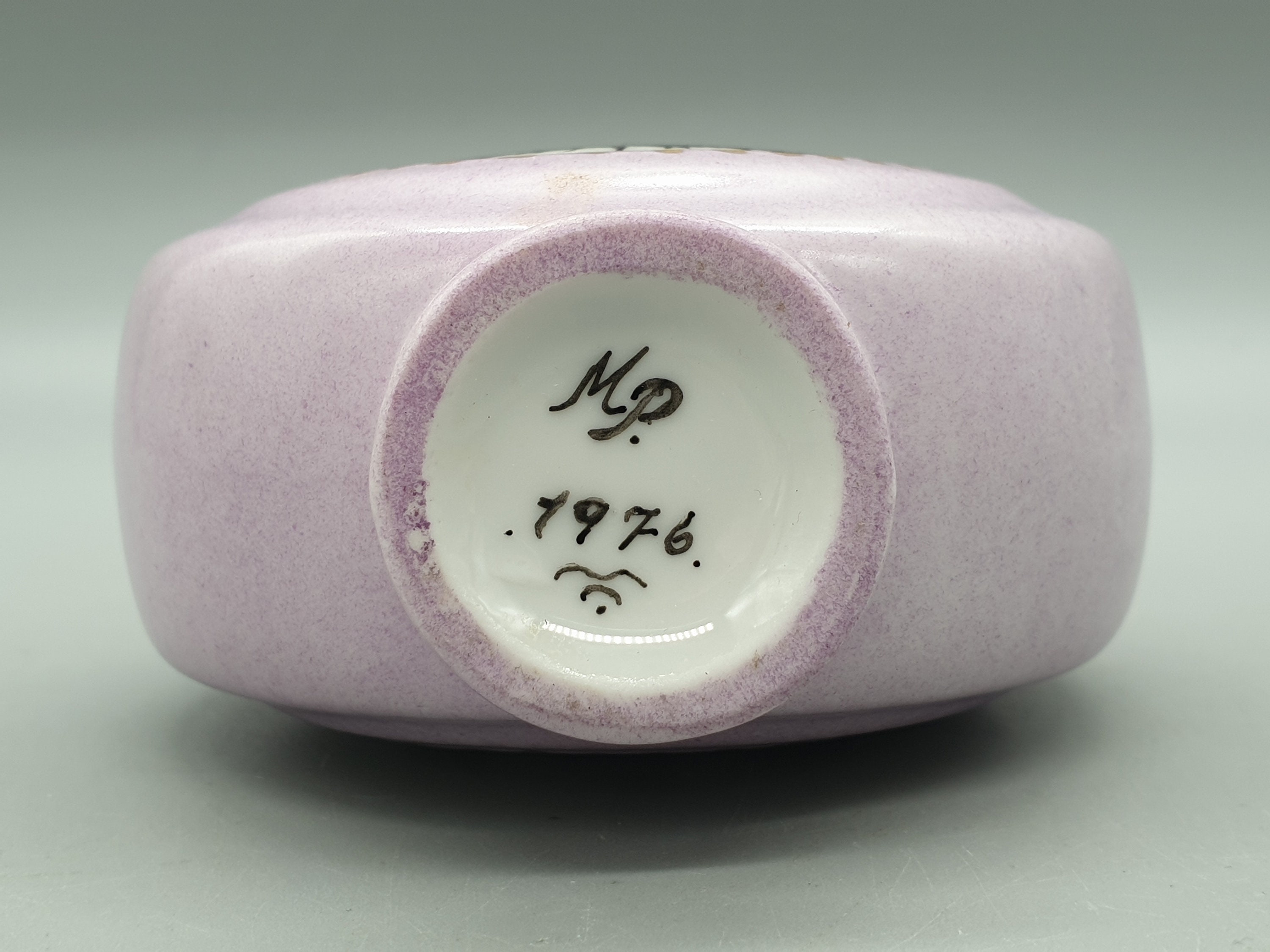 1976 Porcelain Vase, Signed mp. With Hand-painted Motif & Gold ...