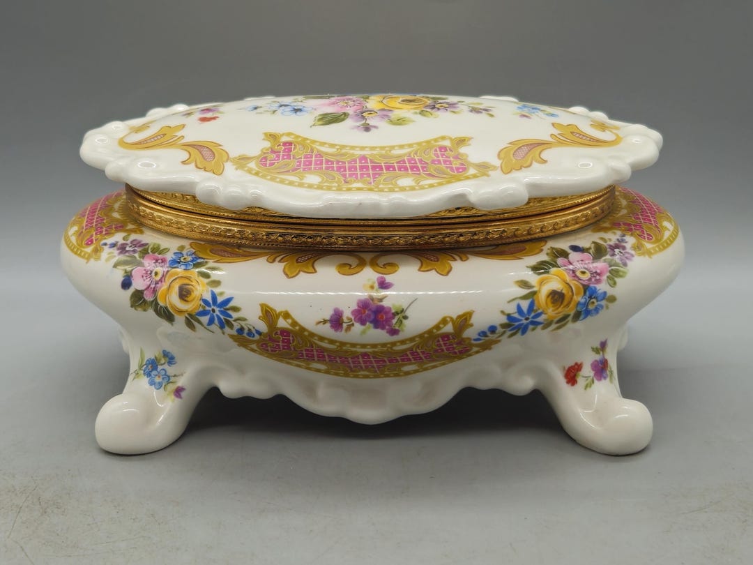 Vintage Ceramiche Alfa Italy Porcelain Box / Container With Floral ...